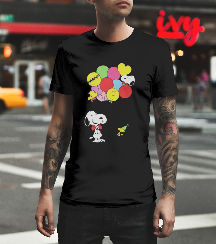 Peanuts Snoopy Woodstock Balloons Birthday T-Shirt