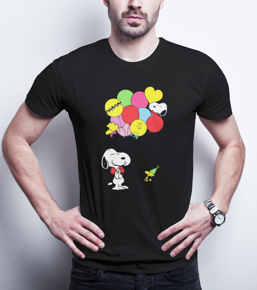 Peanuts Snoopy Woodstock Balloons Birthday T-Shirt