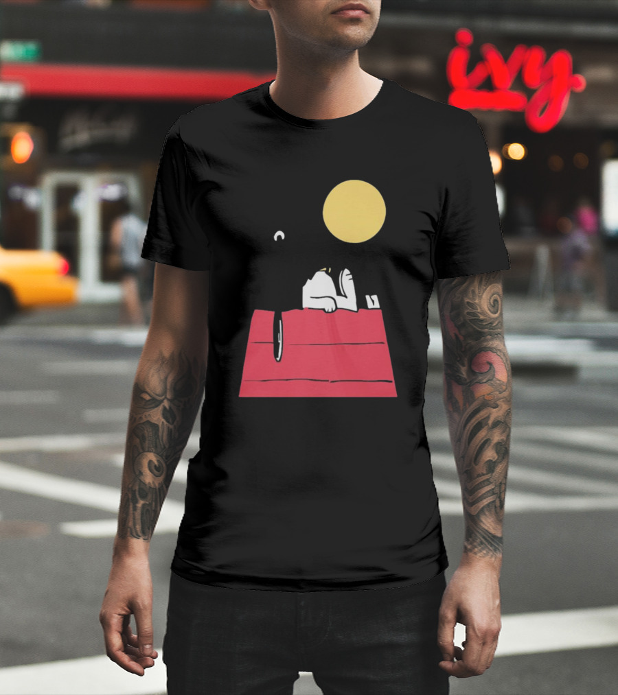 Snoopy Solar Eclipse Peanuts Doghouse Moon Charlie Brown T-Shirt