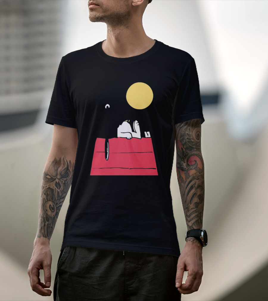 Snoopy Solar Eclipse Peanuts Doghouse Moon Charlie Brown T-Shirt