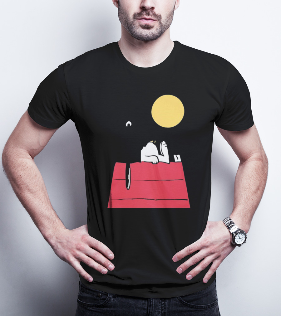 Snoopy Solar Eclipse Peanuts Doghouse Moon Charlie Brown T-Shirt
