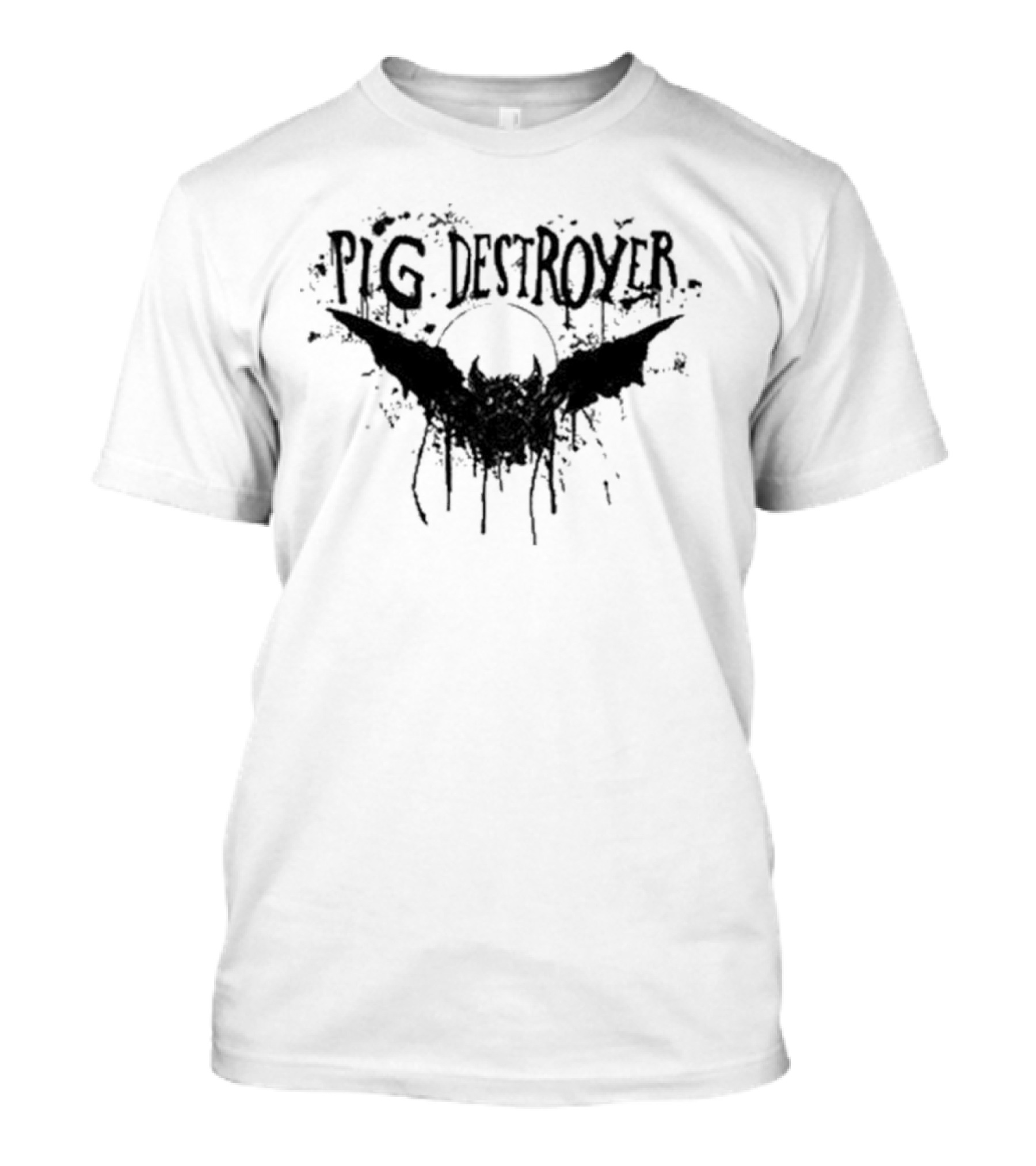 Pig Destroyer Heavy Metal Band Logo With Bat And Splatter Elements T-Shirt