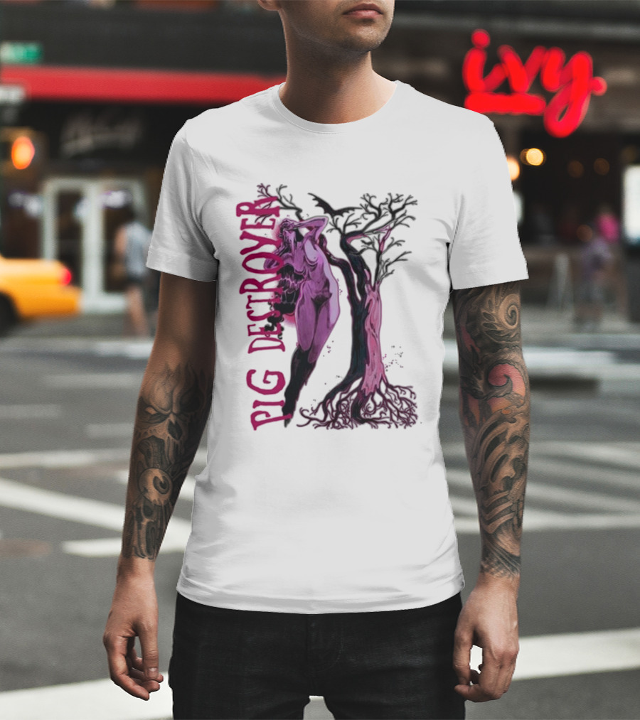 Pig Destroyer The Depths Sinister Pink Woman Abstract Tree T-Shirt