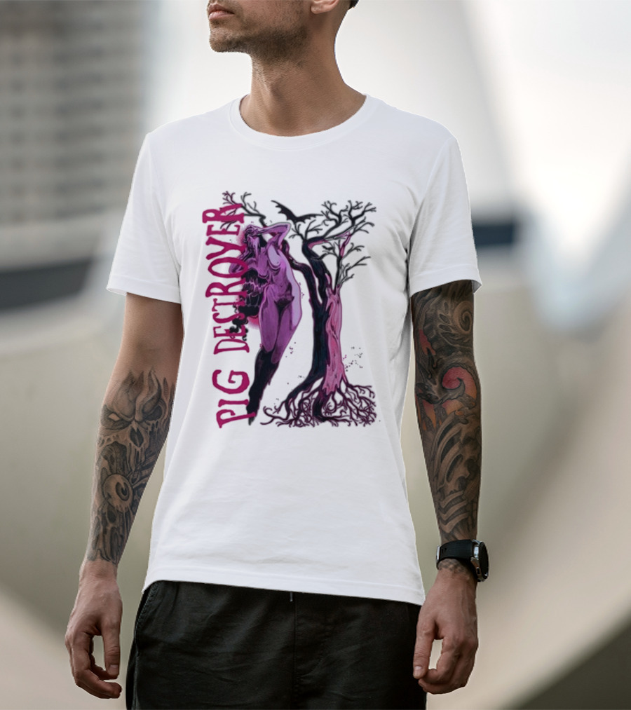 Pig Destroyer The Depths Sinister Pink Woman Abstract Tree T-Shirt
