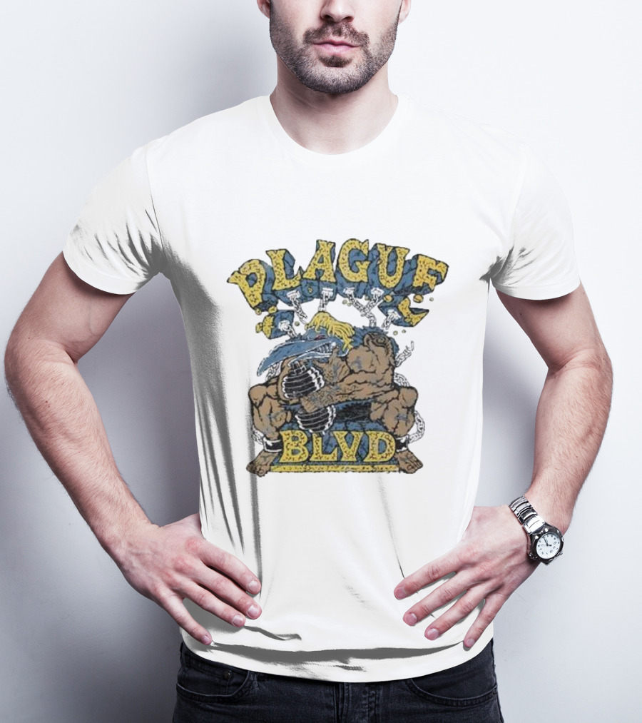 Plague Blvd Gym Boss Bodybuilder With Dumbbells T-Shirt