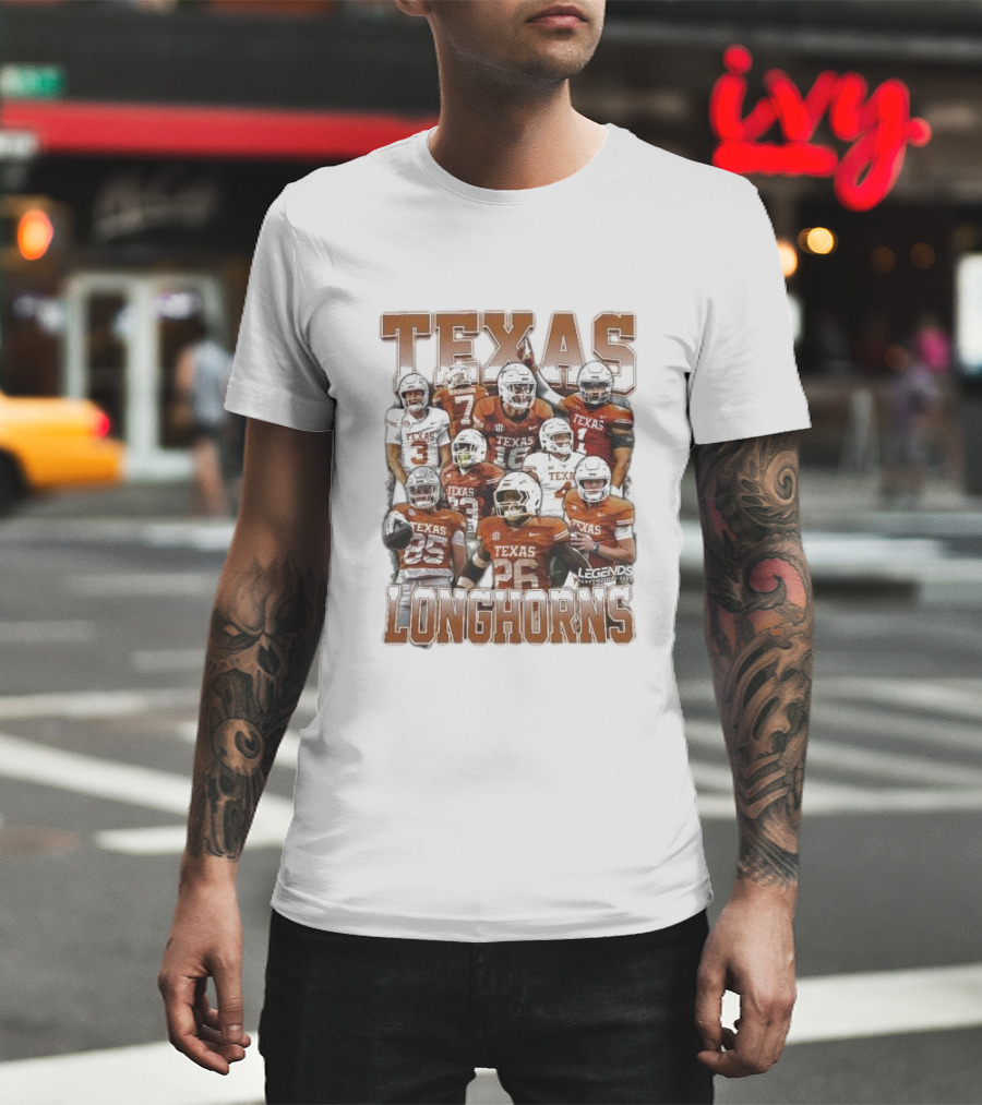 Texas Longhorns Football Legends Heavy Weight Team Players T-Shirt