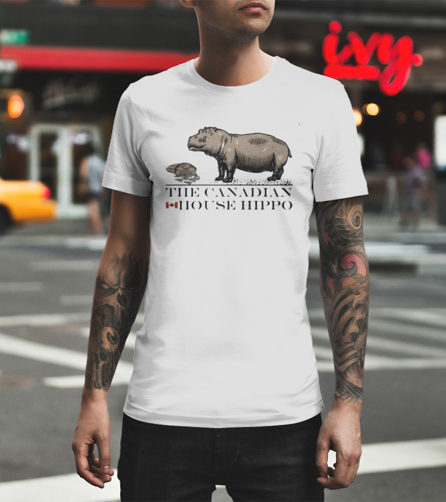 Canadian House Hippo With Turtle And Leaf Icon T-Shirt