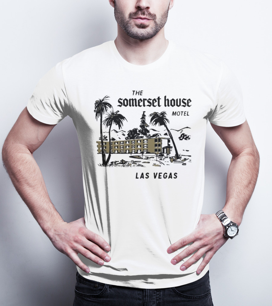 The Somerset House Motel Vintage Las Vegas Retro Style Building Outline T-Shirt