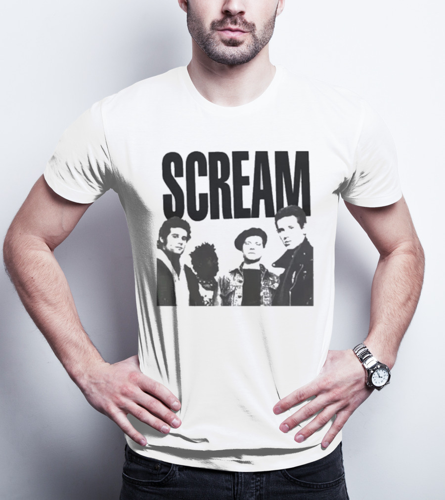 SCREAM Logo With Cartoon Band Graphic T-Shirt