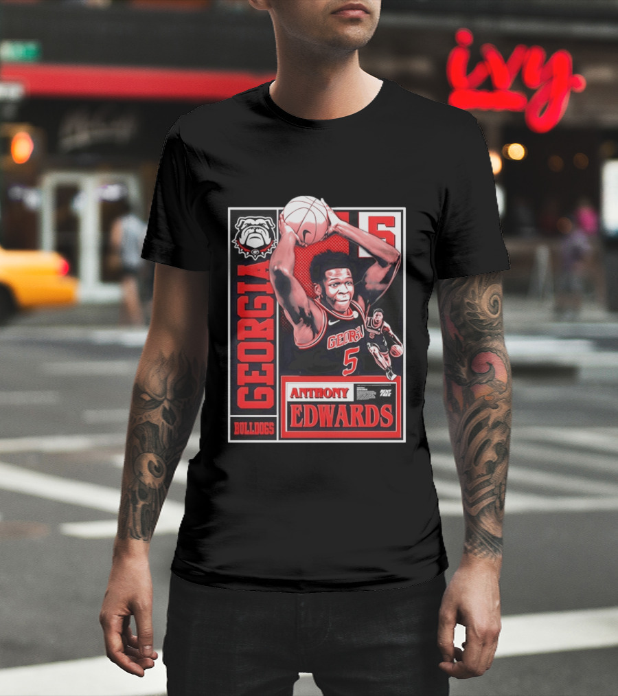 Anthony Edwards Georgia Bulldogs Basketball 5 NBA Draft T-Shirt