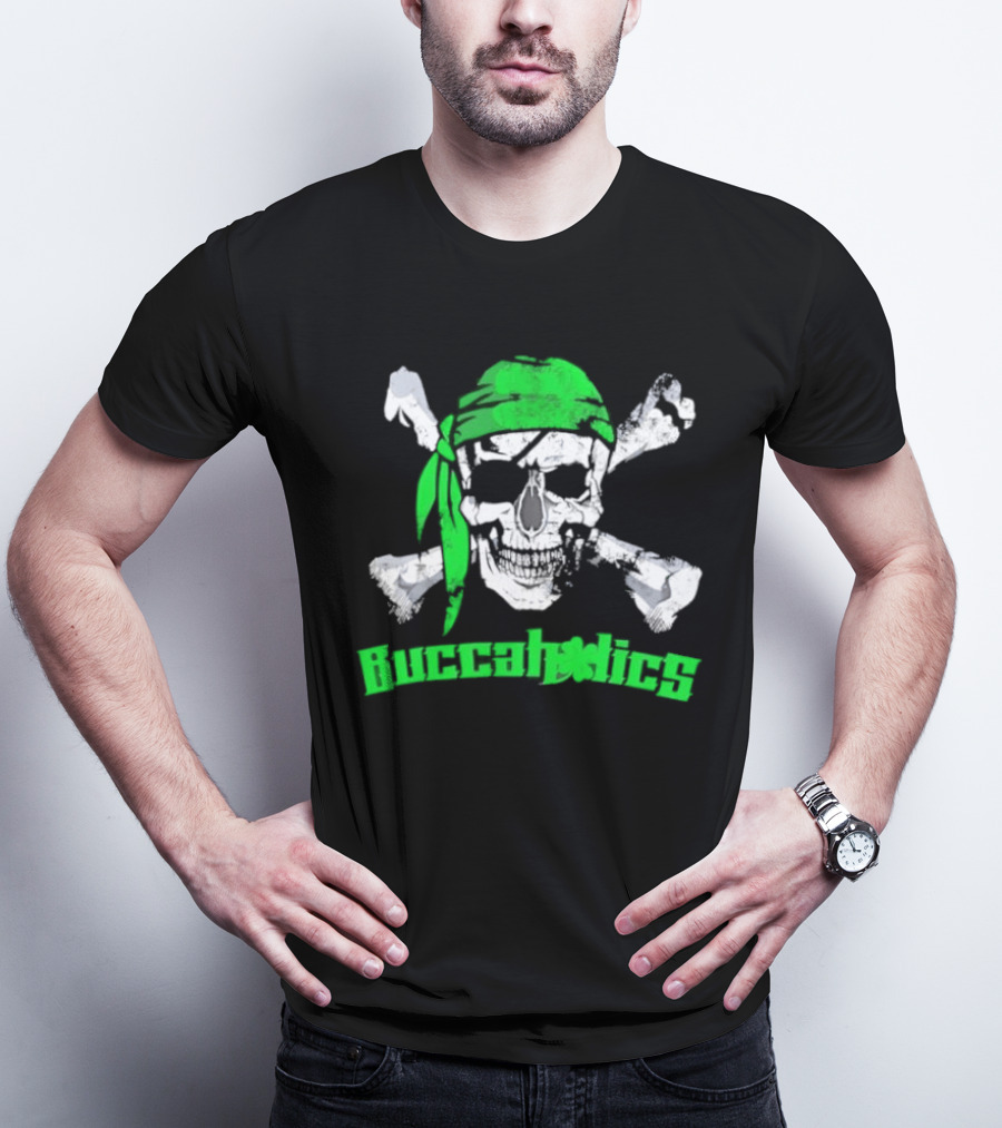 Buccaholics Green Pirate Skull Crossbones Bandana T-Shirt