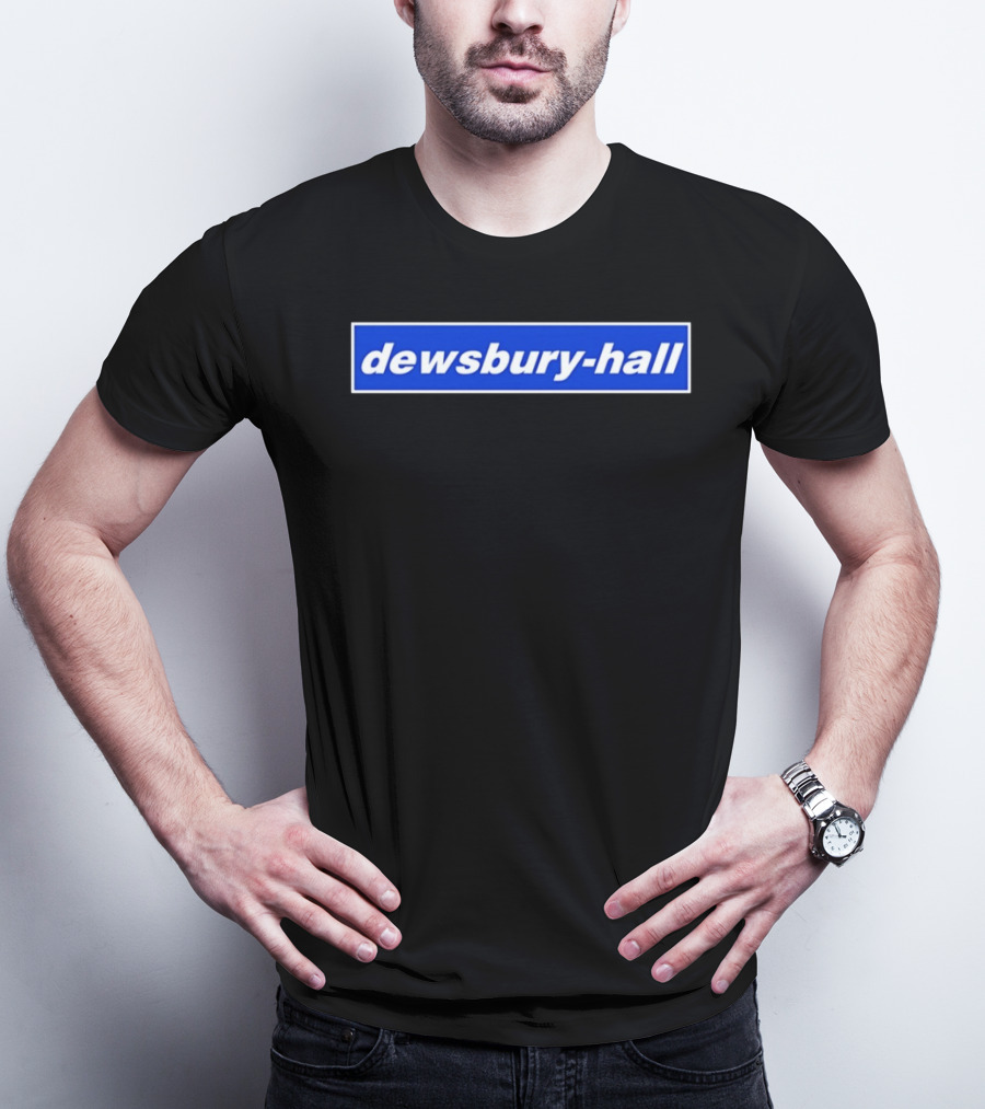 Dewsbury Hall Bold White Text On Blue T-Shirt