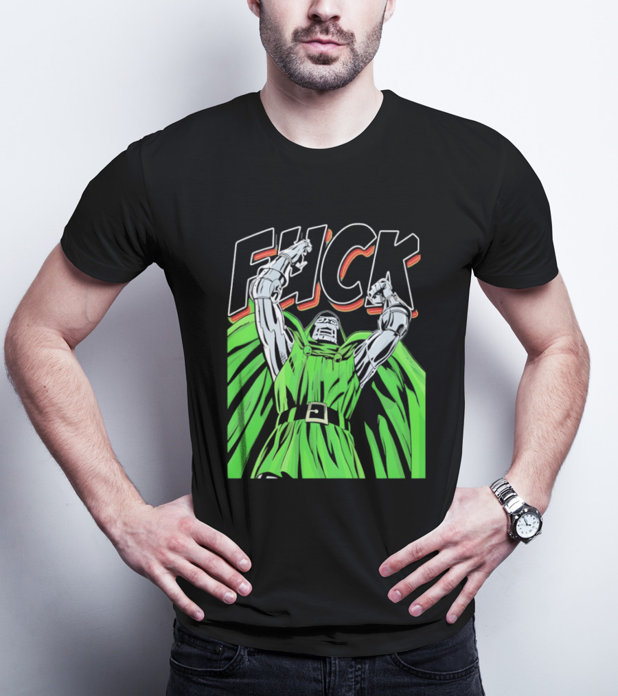 Dr Doom Green Cape Comic Style F**K T-Shirt