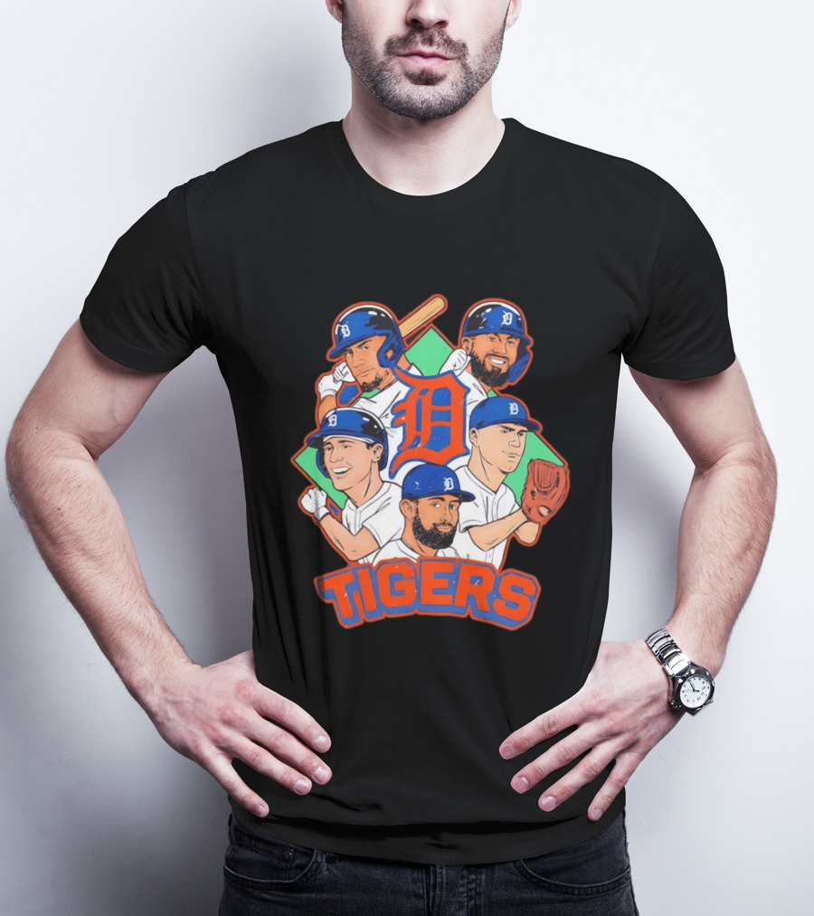 Caricature Tiger Players 2026 Detroit Baseball Big 5 T-Shirt