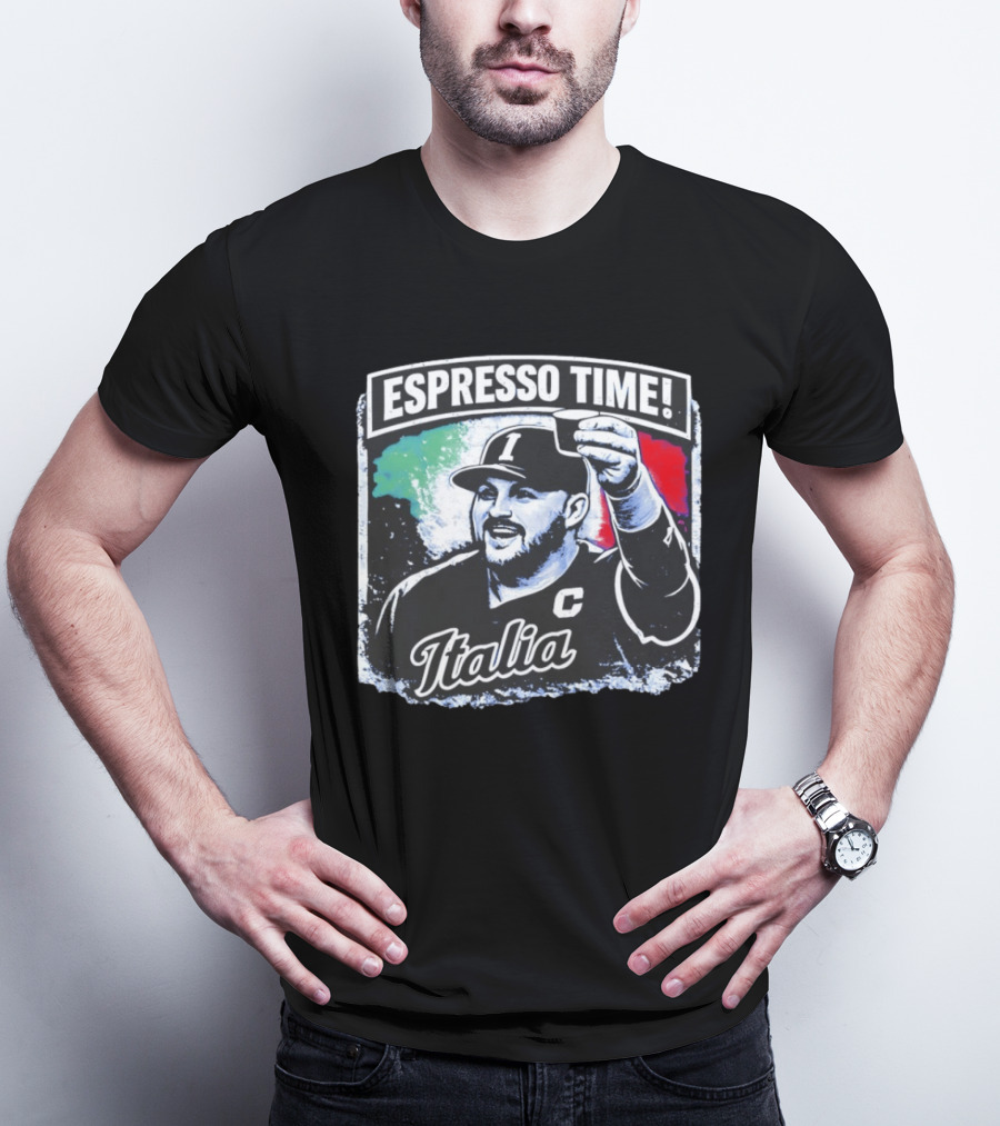 Espresso Time Italia Celebration With Baseball Player And Italian Flag T-Shirt