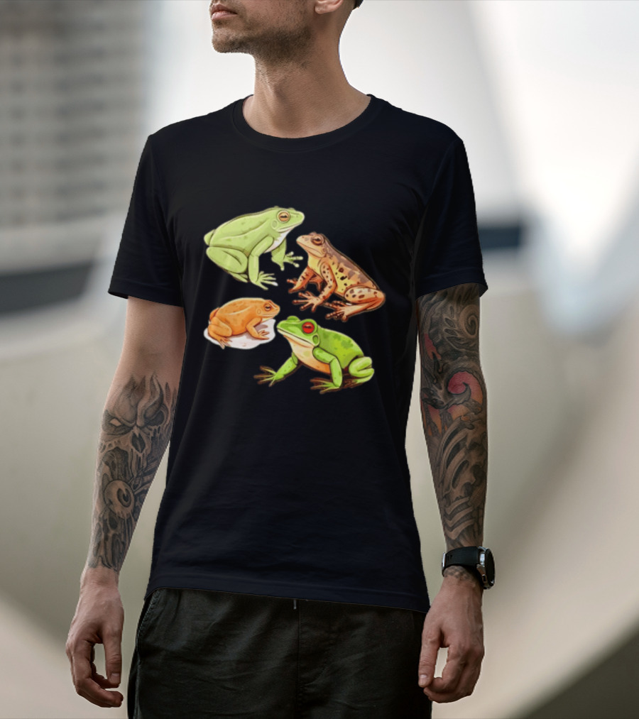 Four Spotted Frogs Vibrant Colors Variety T-Shirt