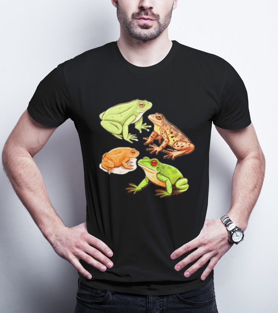 Four Spotted Frogs Vibrant Colors Variety T-Shirt