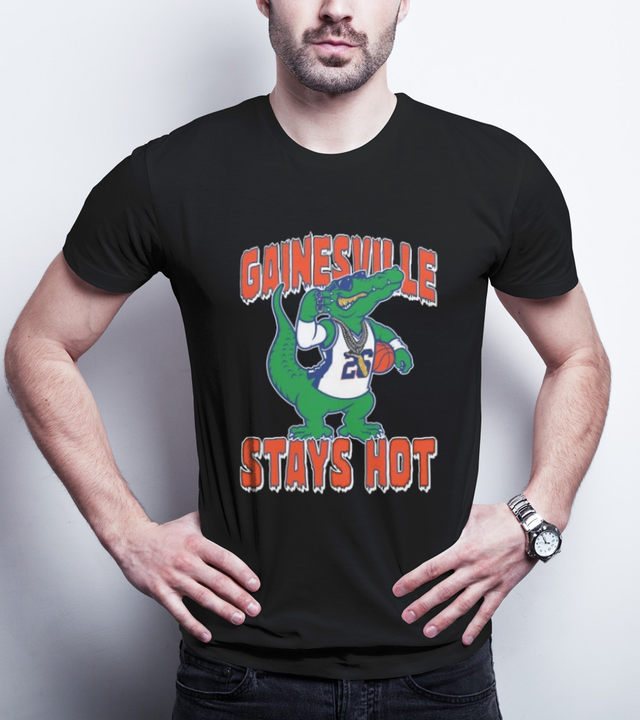 Gainesville Stays Hot Alligator Basketball Player With Sunglasses And Jersey T-Shirt
