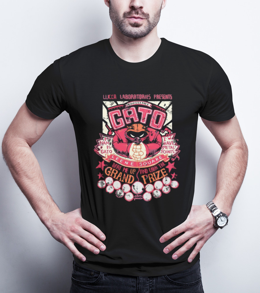 Lucca Laboratories Presents Gato Leene Square My Name Is Gato I Have Metal Joints Grand Prize T-Shirt