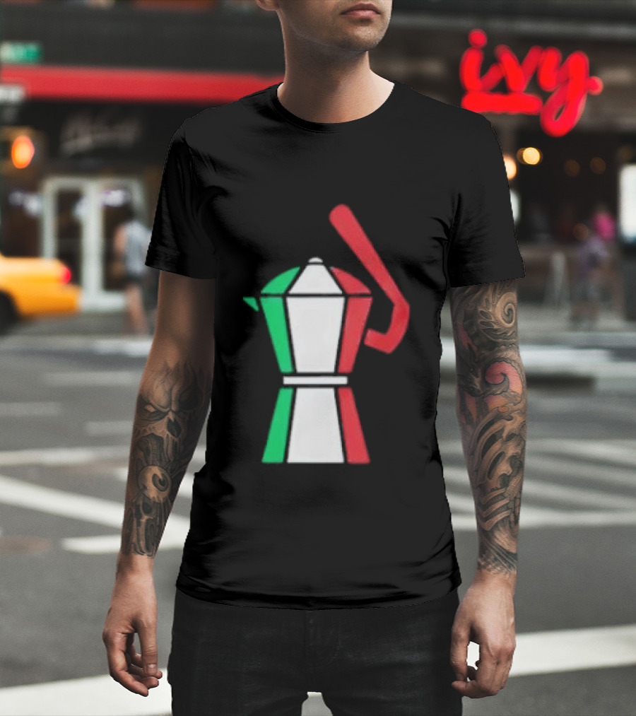 Italian Flag Moka Coffee Pot Icon Italy T-Shirt