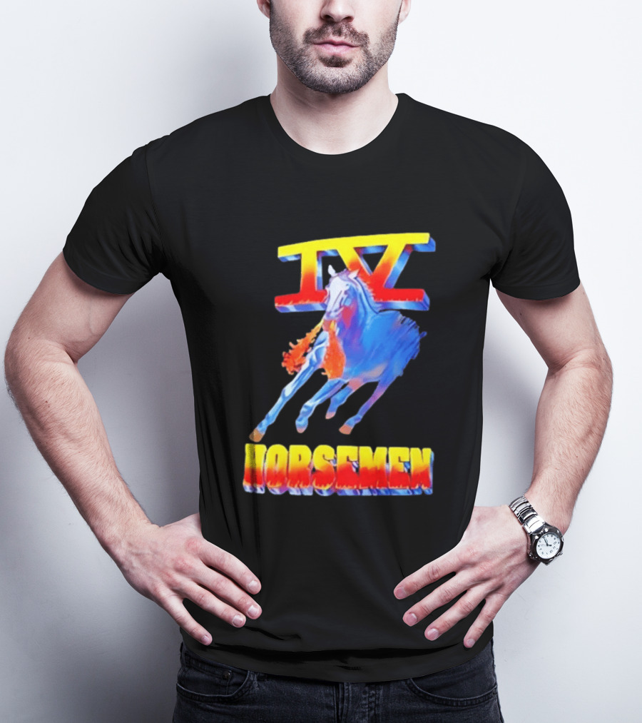 IV Horsemen Fire Breathing Blue Horse Flame Burst T-Shirt