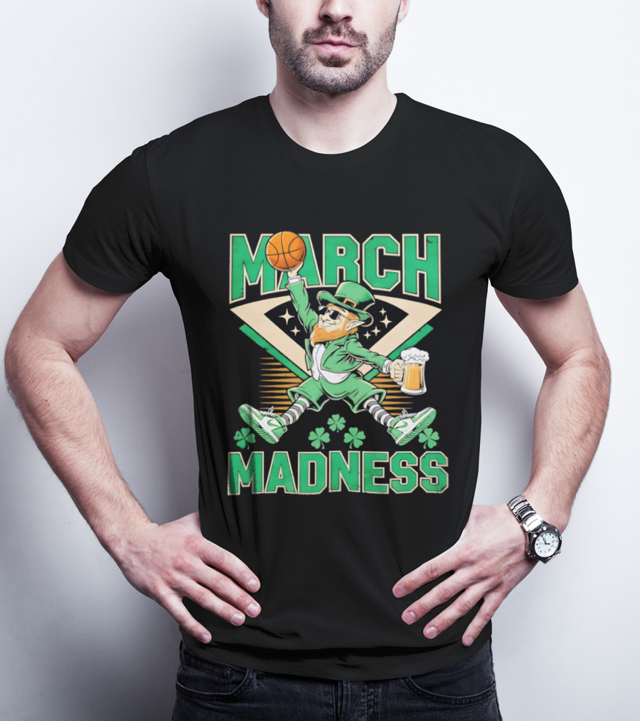 Leprechaun March Madness Basketball St. Patrick's Day Celebration T-Shirt