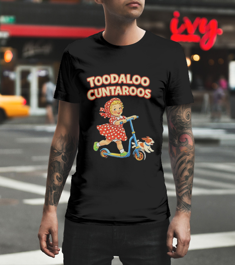 Toodaloo Cuntaroos Little Girl On Scooter With Dog T-Shirt