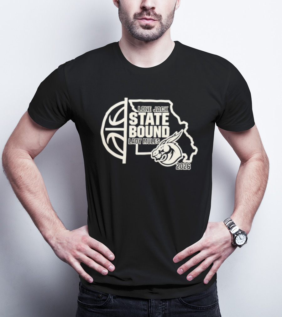 Lone Jack State Bound Lady Mules 2026 Missouri Basketball Map T-Shirt