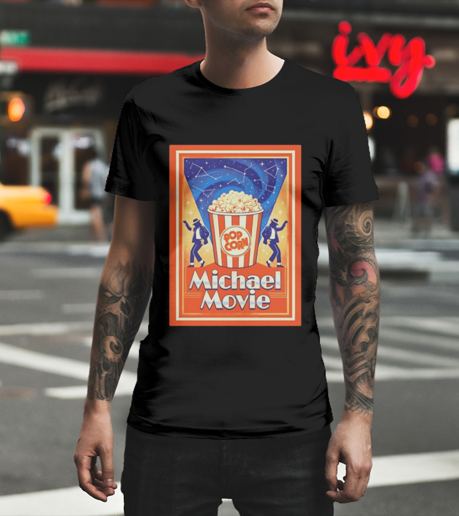 Michael Movie 2026 Popcorn Constellations Retro Dance Stars T-Shirt