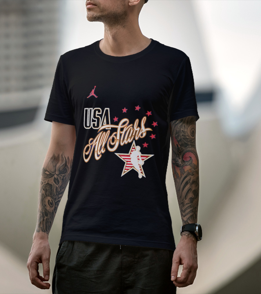 USA All Stars Basketball Red Stars Patriotic T-Shirt