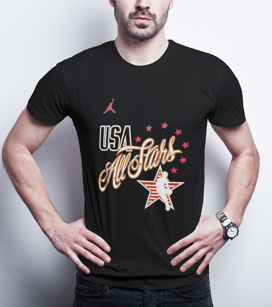 USA All Stars Basketball Red Stars Patriotic T-Shirt