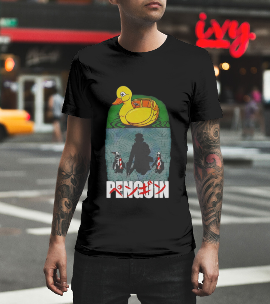 Penguin Oswald Cobblepot Walking Toward Duck Akira T-Shirt