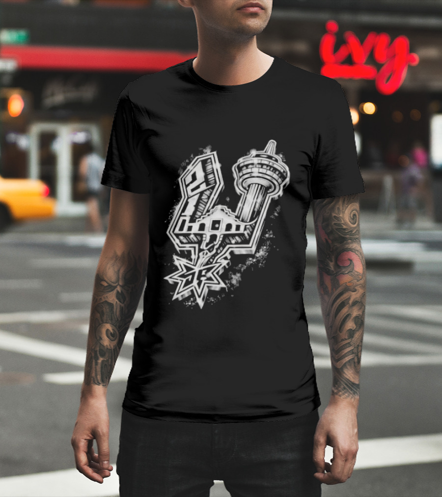 San Antonio Alamo Tower Spurs Star T-Shirt