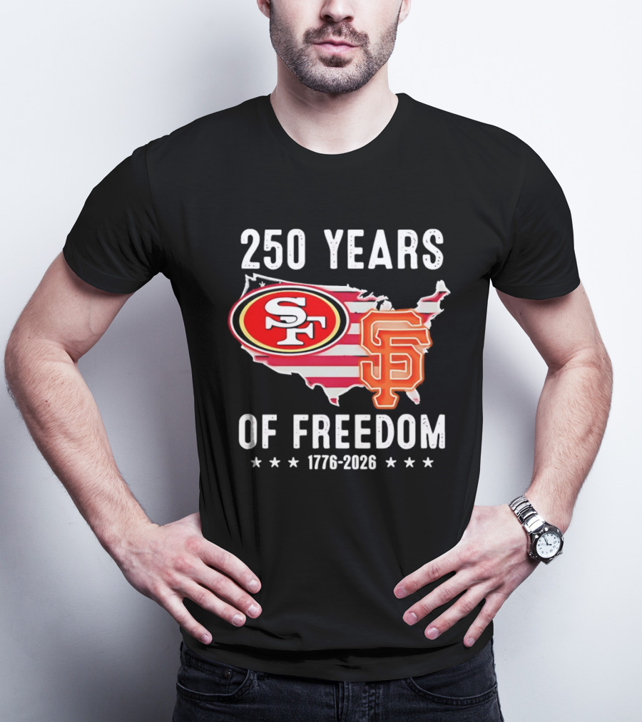 San Francisco 49ers 250 Years Of Freedom 1776 2026 USA Map T-Shirt