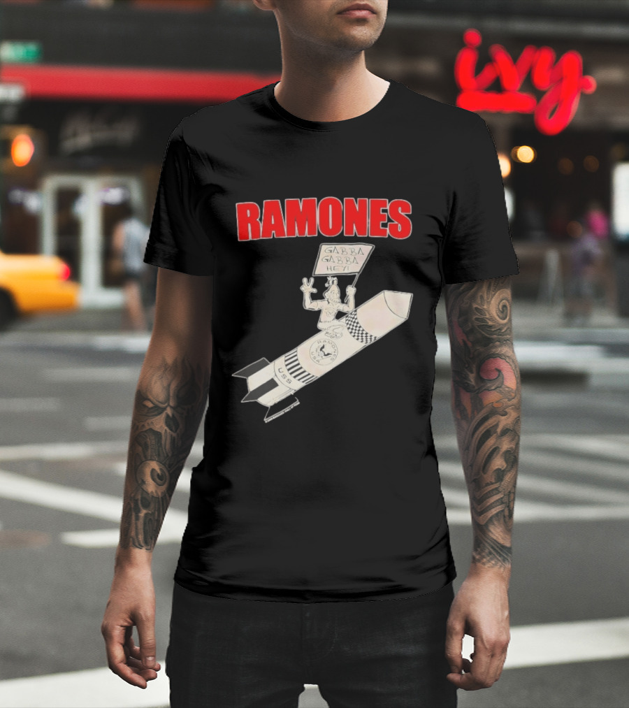 Ramones Gabba Gabba Hey USS Rocket Cartoon T-Shirt