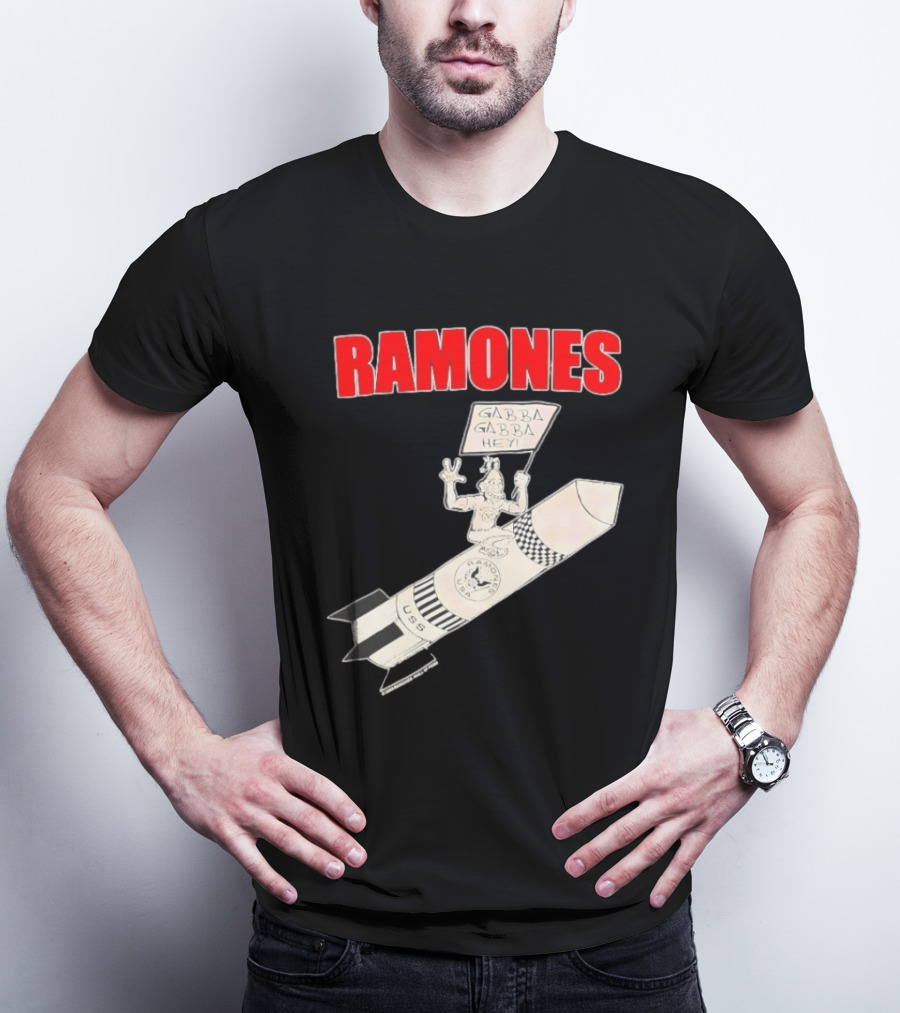 Ramones Gabba Gabba Hey USS Rocket Cartoon T-Shirt