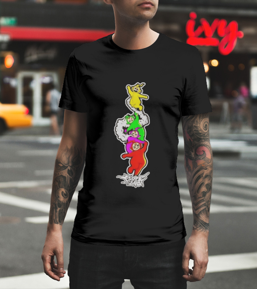 Teletubbies Escape Land Stacked Characters Graffiti T-Shirt
