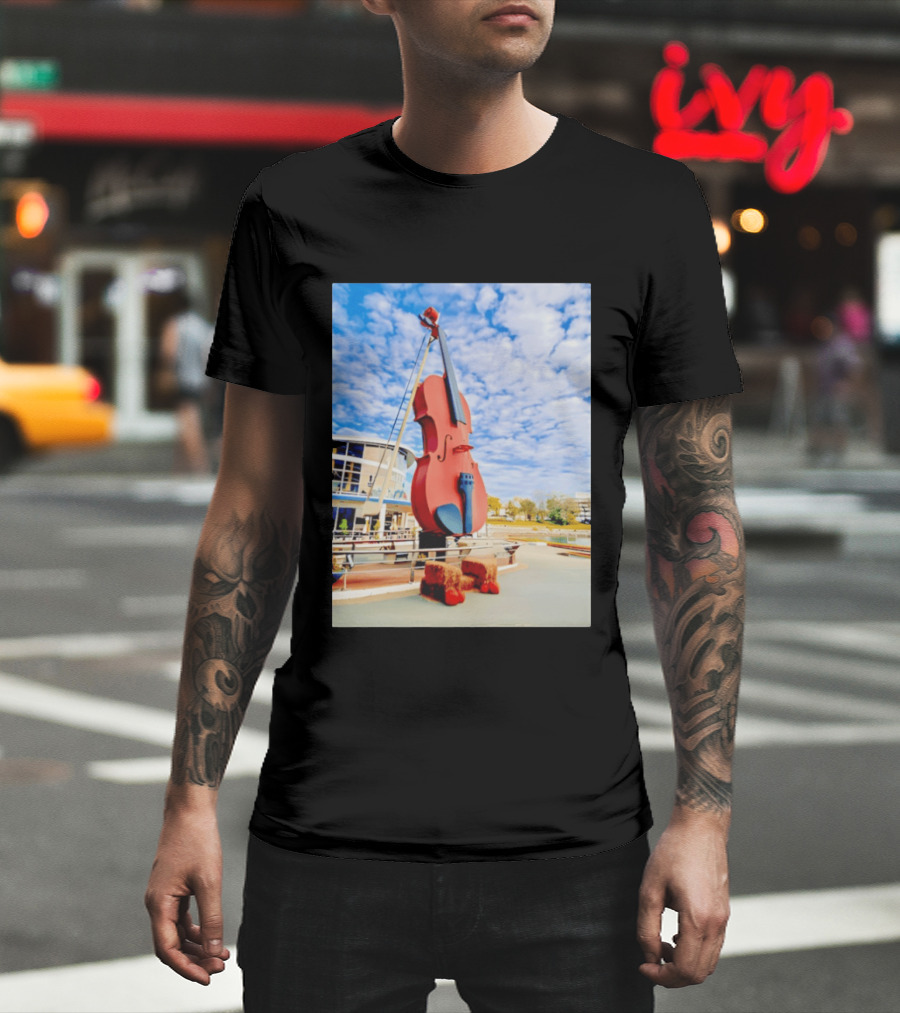 The Big Fiddle At Port Of Sydney Nova Scotia Canada Iconic Landmark T-Shirt