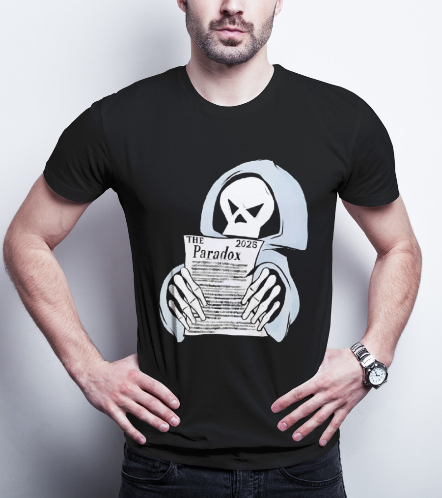 The Paradox Skull Grim Reaper Holding 2023 Newspaper T-Shirt