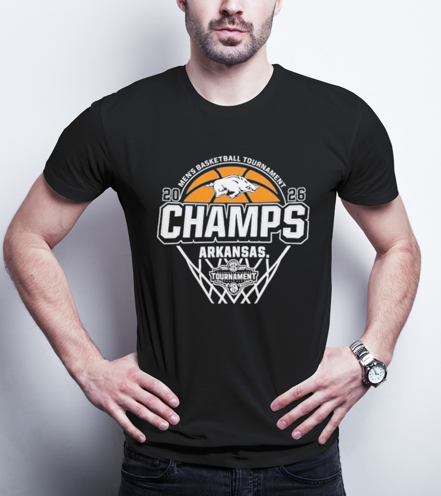 Men's Basketball Tournament 2026 Champs Arkansas Razorbacks T-Shirt