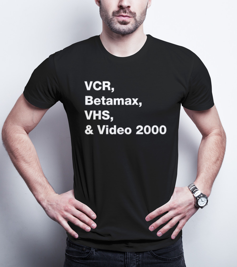 VCR Betamax VHS Video 2000 Classic Media Formats T-Shirt