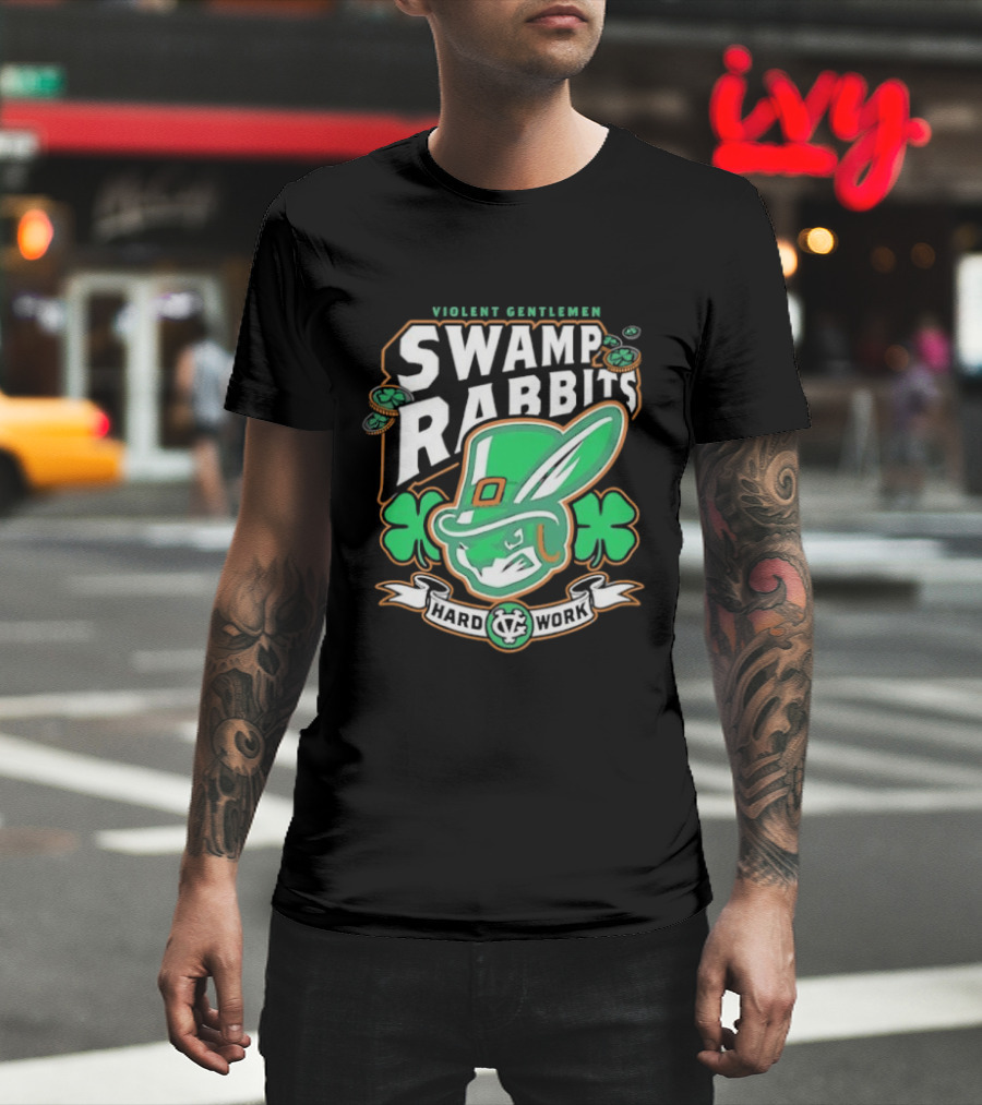 Violent Gentlemen Swamp Rabbits Hard Work Swamp Leprechaun T-Shirt