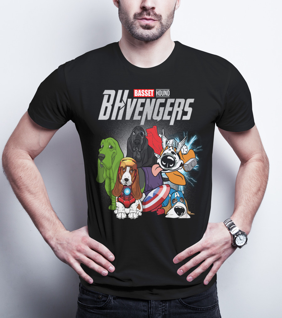Basset Hound BHvengers Superhero Assembly T-Shirt