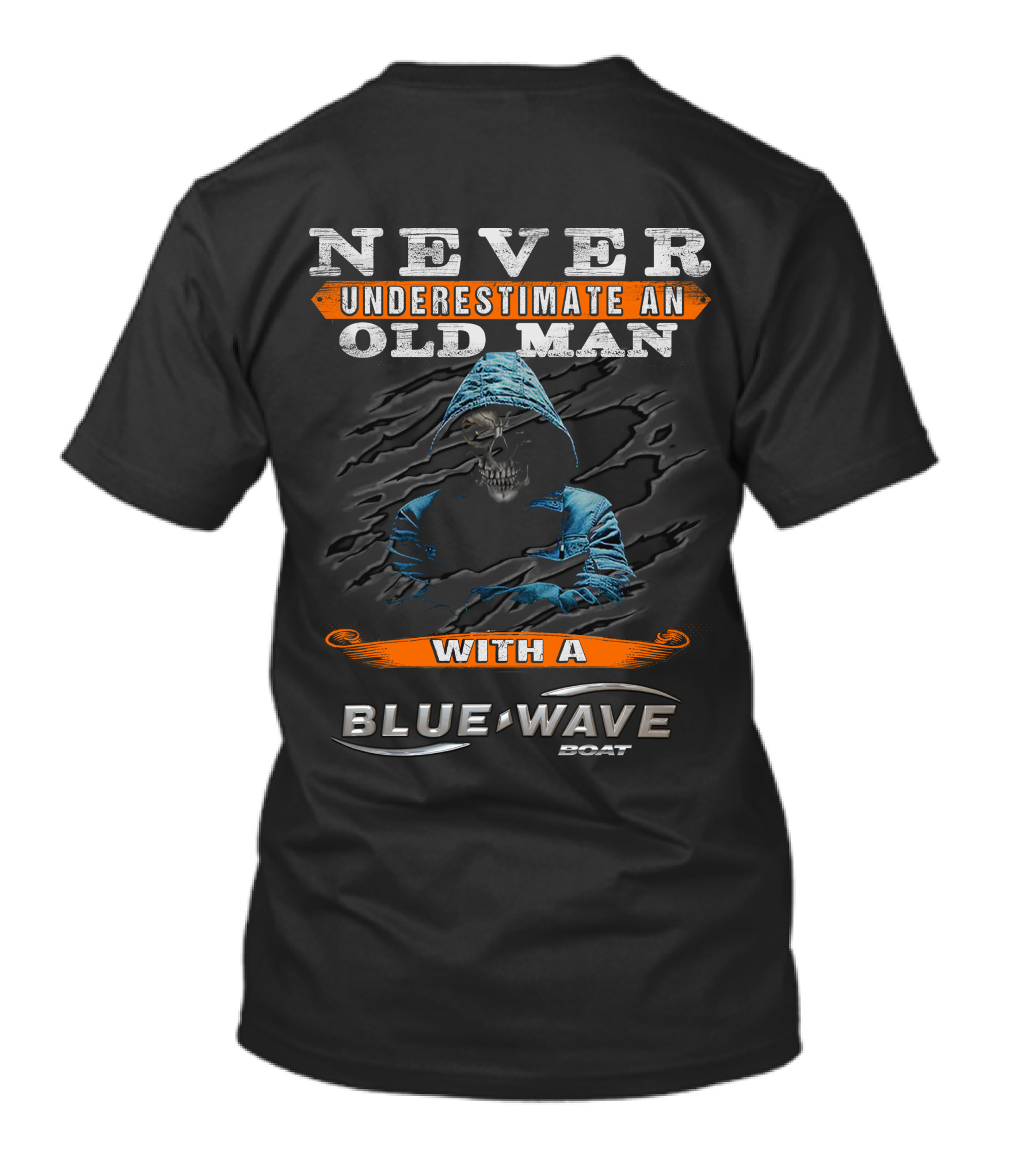 NEVER UNDERESTIMATE AN OLD MAN WITH A BLUE WAVE BOAT T-Shirt