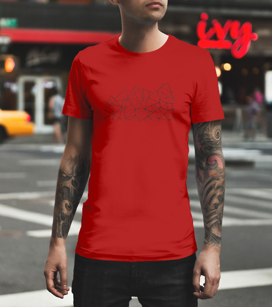 Ab Peaks Geometric Triangles Pattern Minimalist Black T-Shirt