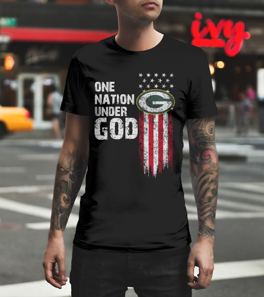 Green Bay Packers One Nation Under God Stars And Stripes T-Shirt