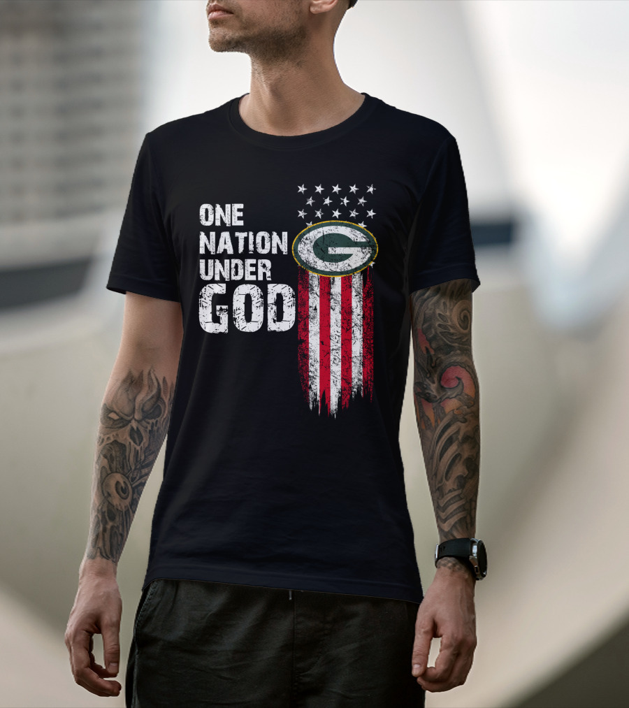 Green Bay Packers One Nation Under God Stars And Stripes T-Shirt