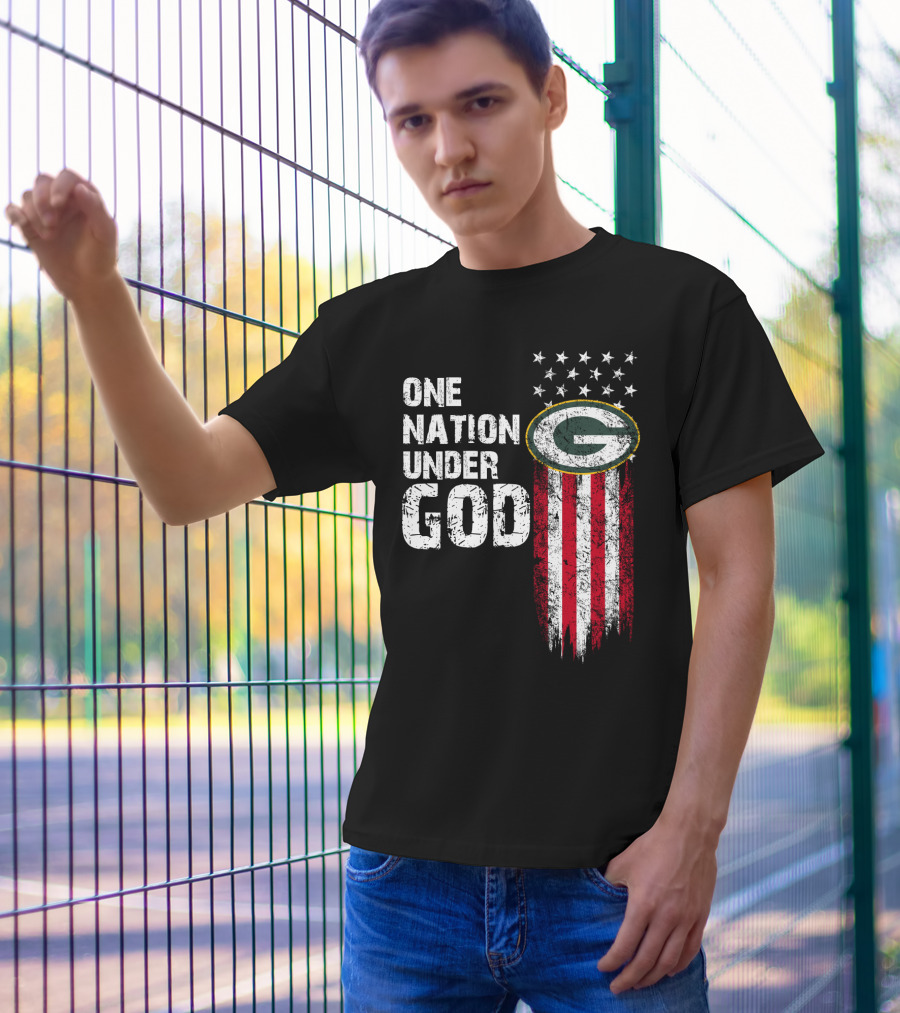 Green Bay Packers One Nation Under God Stars And Stripes T-Shirt
