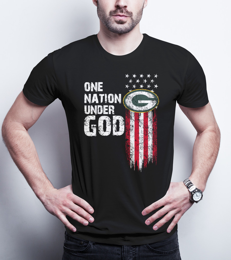 Green Bay Packers One Nation Under God Stars And Stripes T-Shirt