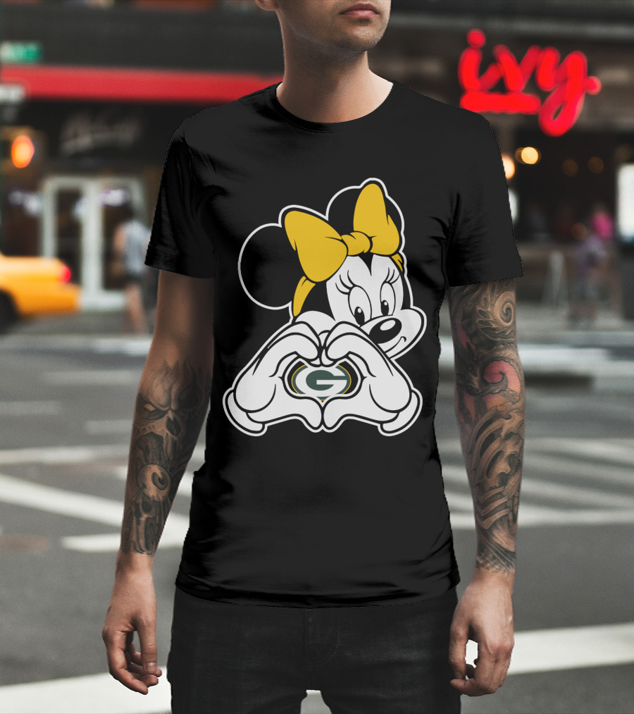 Minnie Mouse Heart Green Bay Packers T-Shirt
